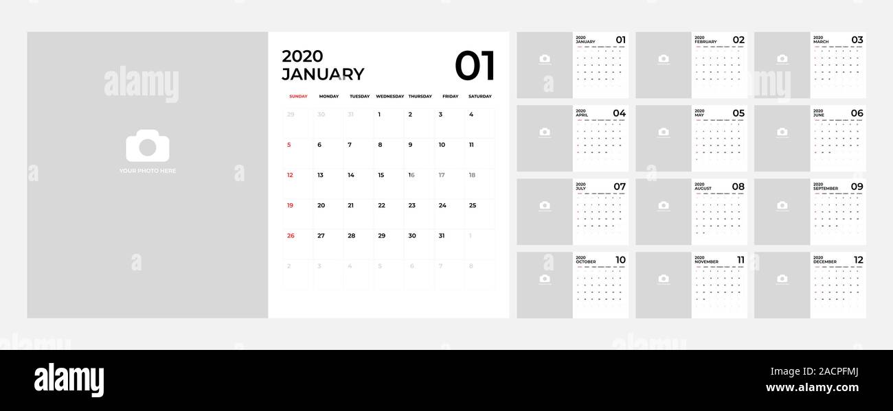 Modern Calendar for 2020 template Stock Vector Image & Art - Alamy