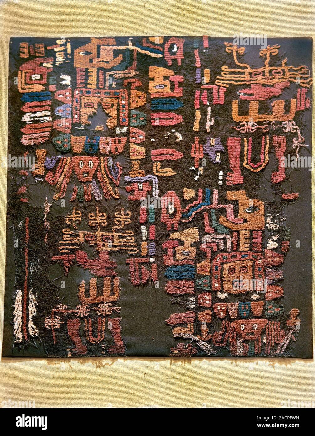 Ancient Peruvian fabric. Section of fabric dating from the from the ...