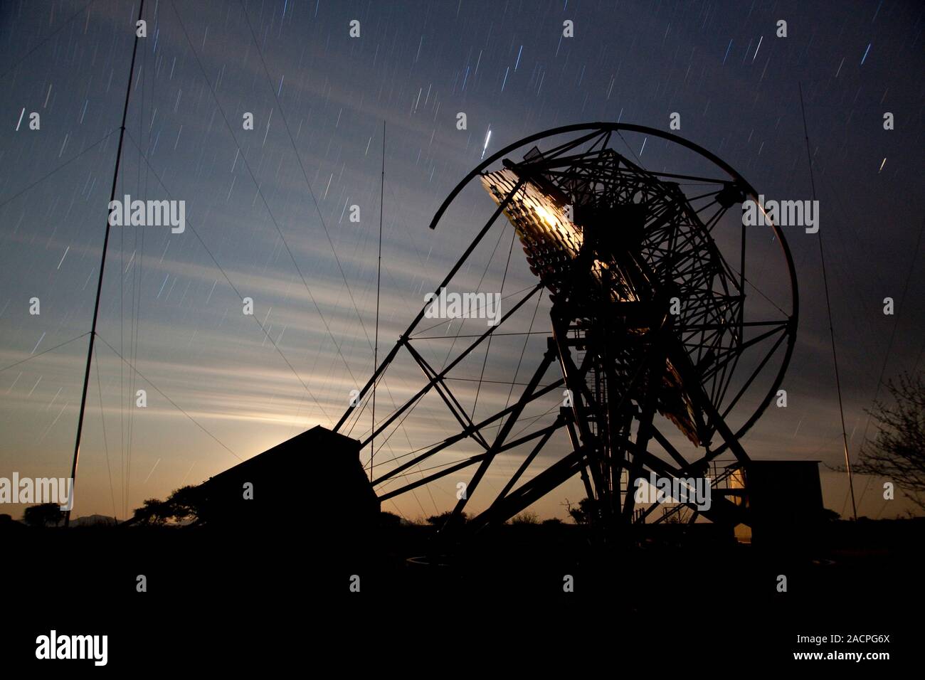 HESS gamma ray telescope. Long exposure image of one of the telescopes ...
