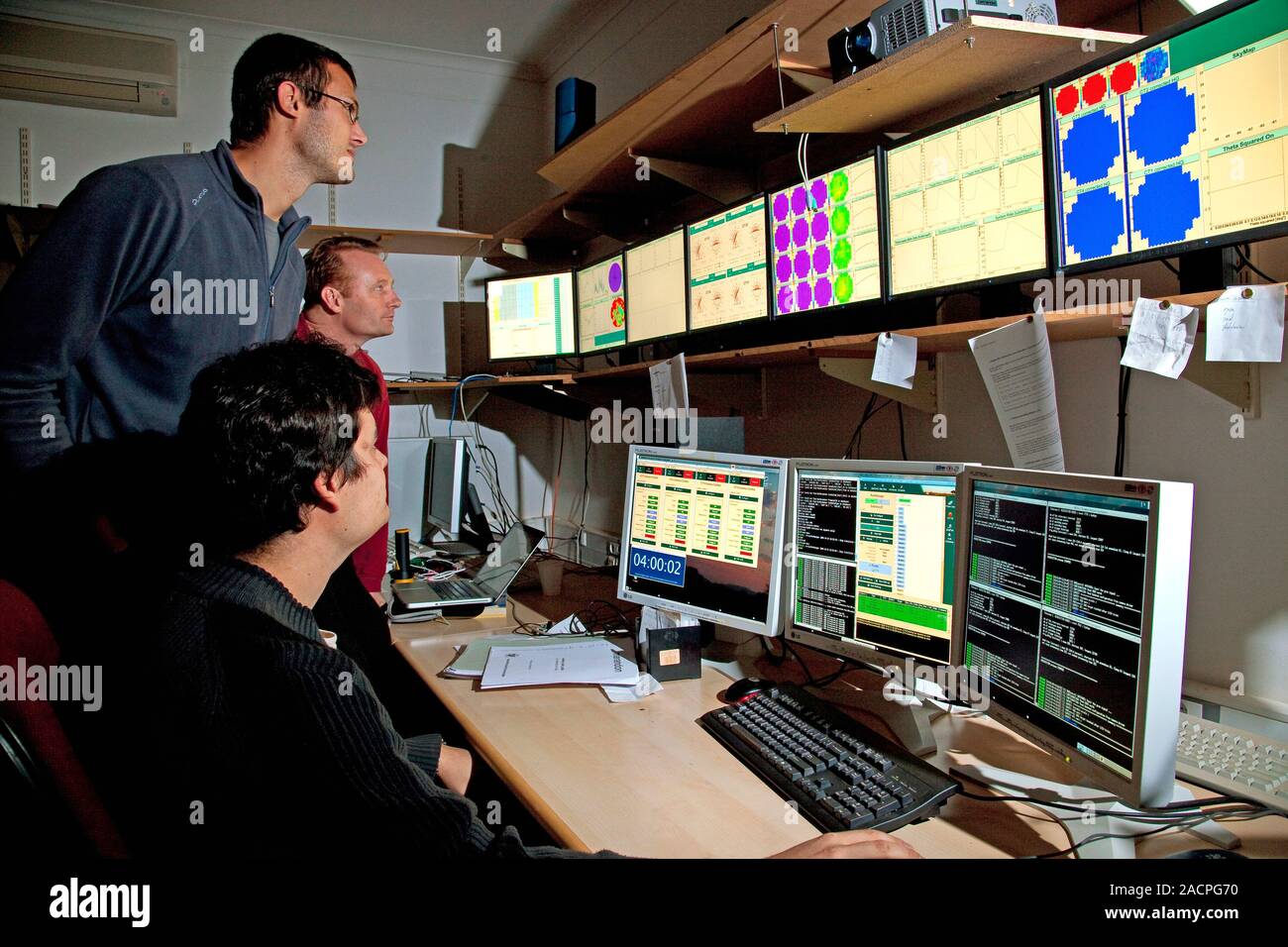 HESS gamma ray telescope. Control room of the HESS (High Energy ...