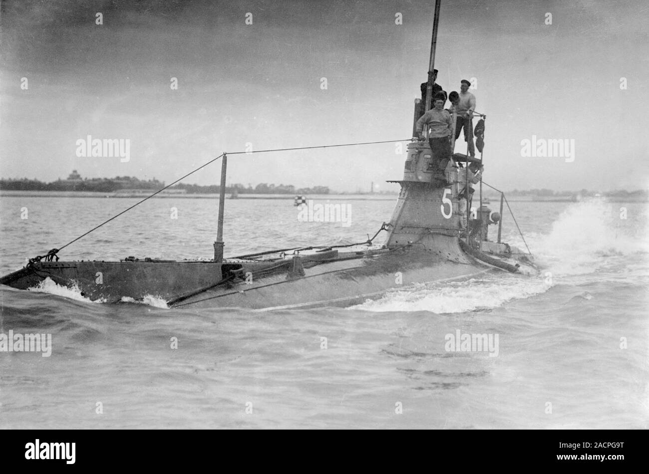 HMS A5, Royal Nay submarine. This submarine, seen here in the period ...
