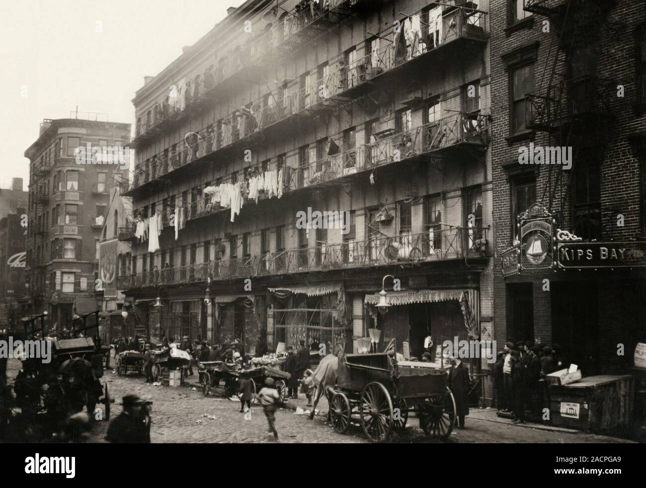 Tenement housing, New York City, USA. This tenement block is 260 to 268 ...