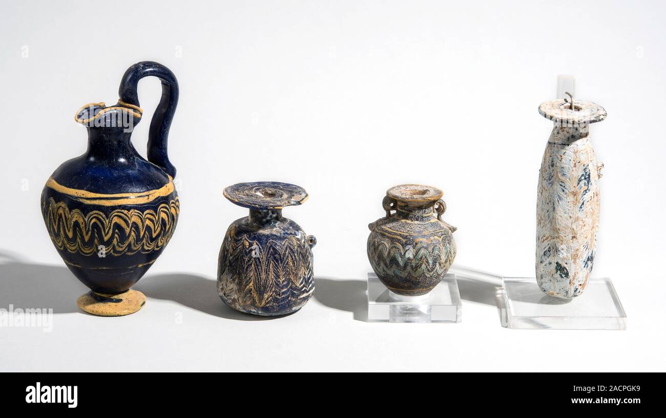 Core-formed Glass vessels 4-5th century BCE From left to right Oinochoe ...
