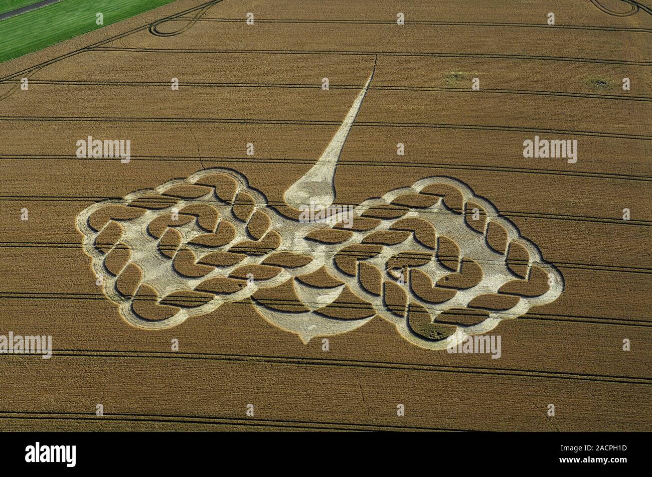 Crop formation, aerial photograph. Also called crop circles, these ...