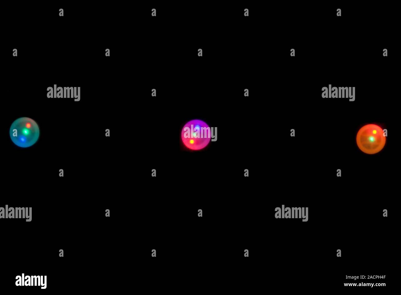 Liquid-cooled LED bulb technology. Three colour LEDs (light-emitting ...
