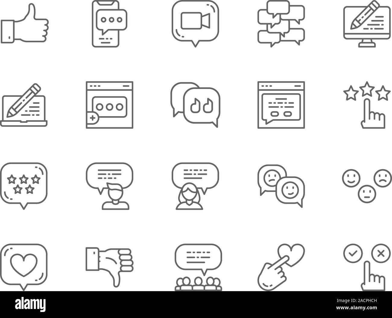 Set of Feedback Line Icons. Chat, Dislike, Like, Sms, Email, Comment ...