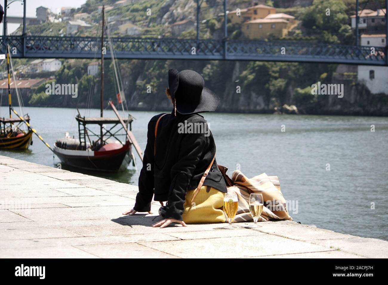 Lady apreciating the river view Stock Photo - Alamy