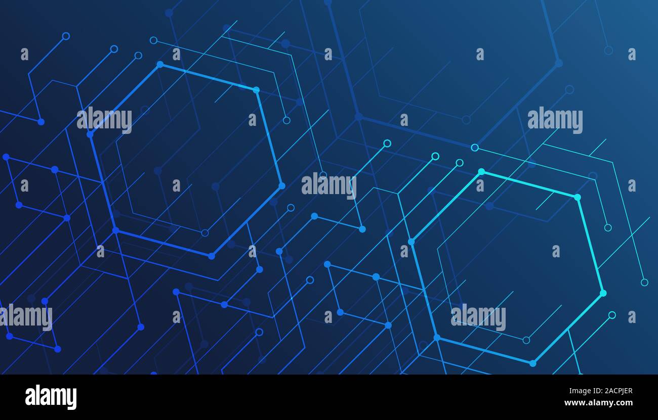 Abstract lines and dots connect background. Technology connection digital data and big data ...