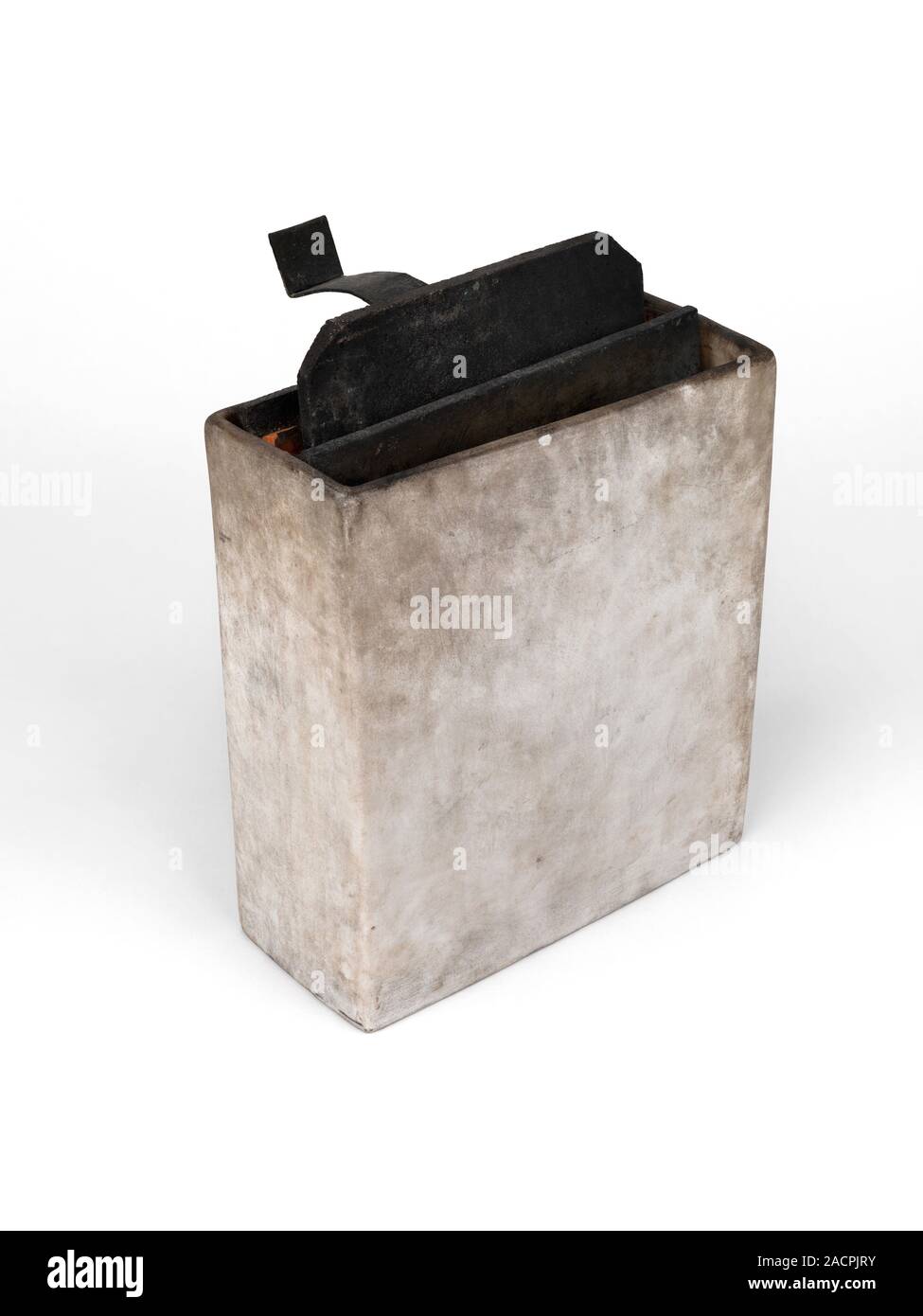 Bunsen cell. View of an electrolytic cell made by Robert Bunsen in 1842 ...