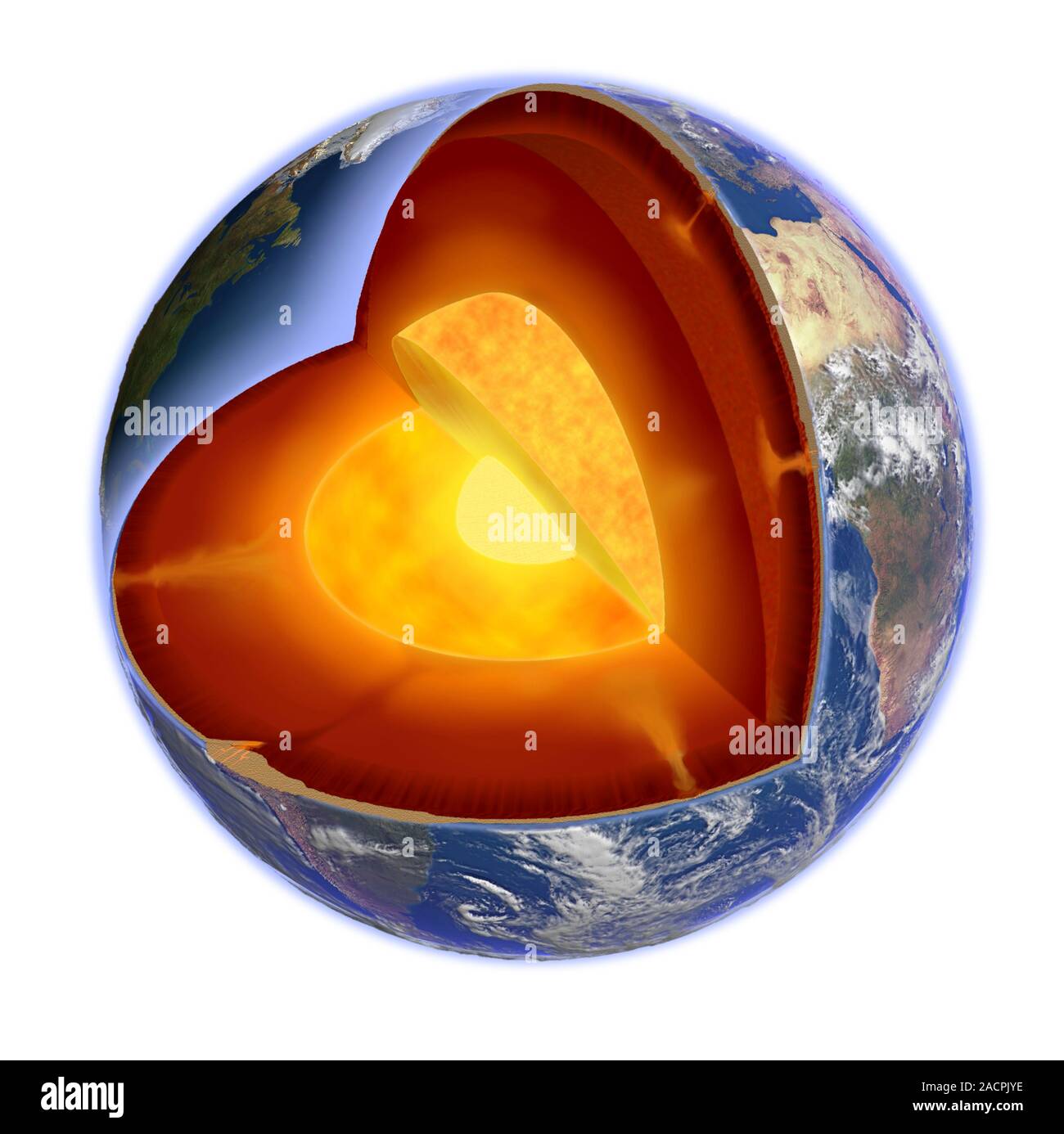 Earth's internal structure. Cutaway artwork showing Earth's internal ...