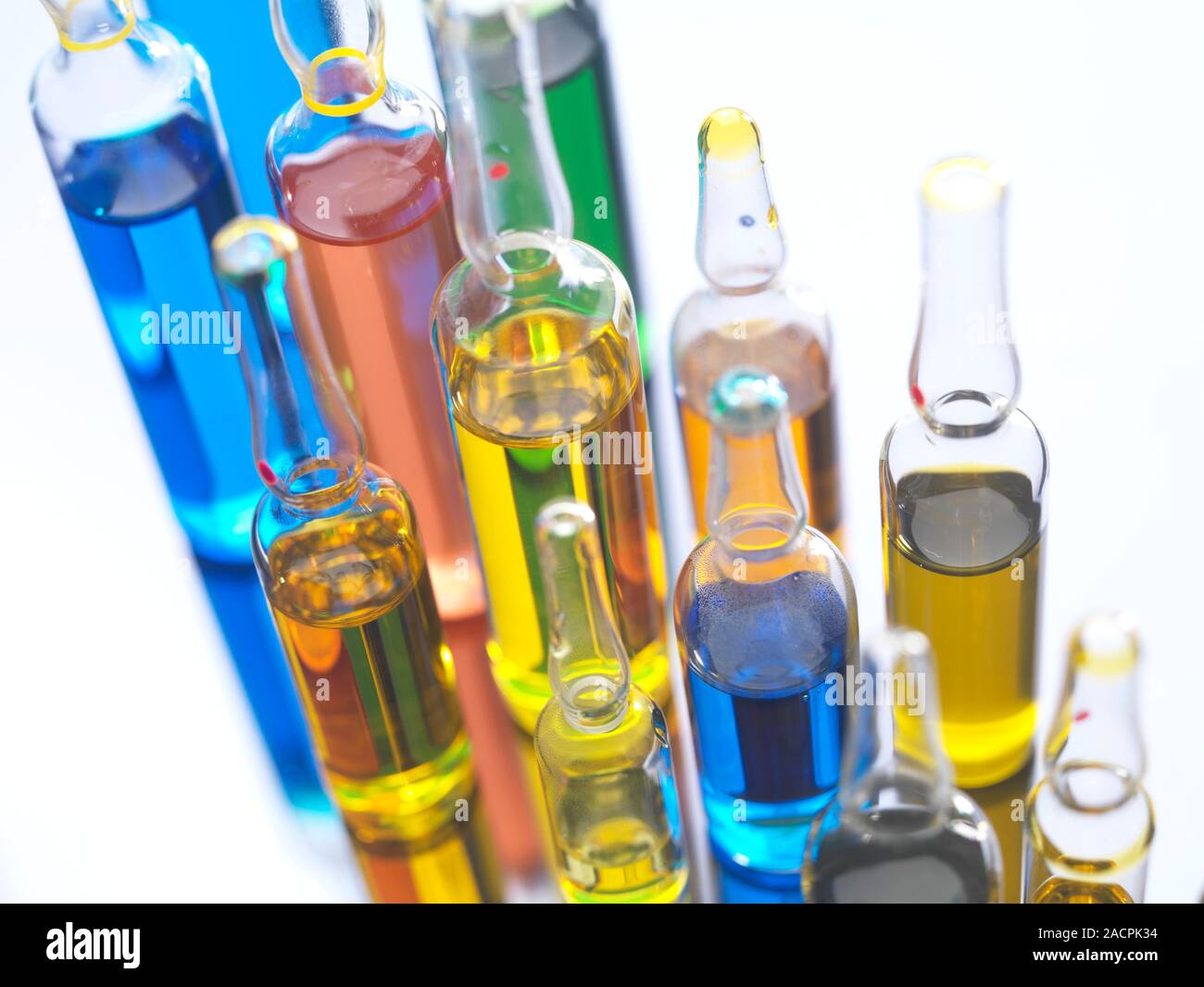 Liquid samples in glass vials. Photographed at the National Physical ...