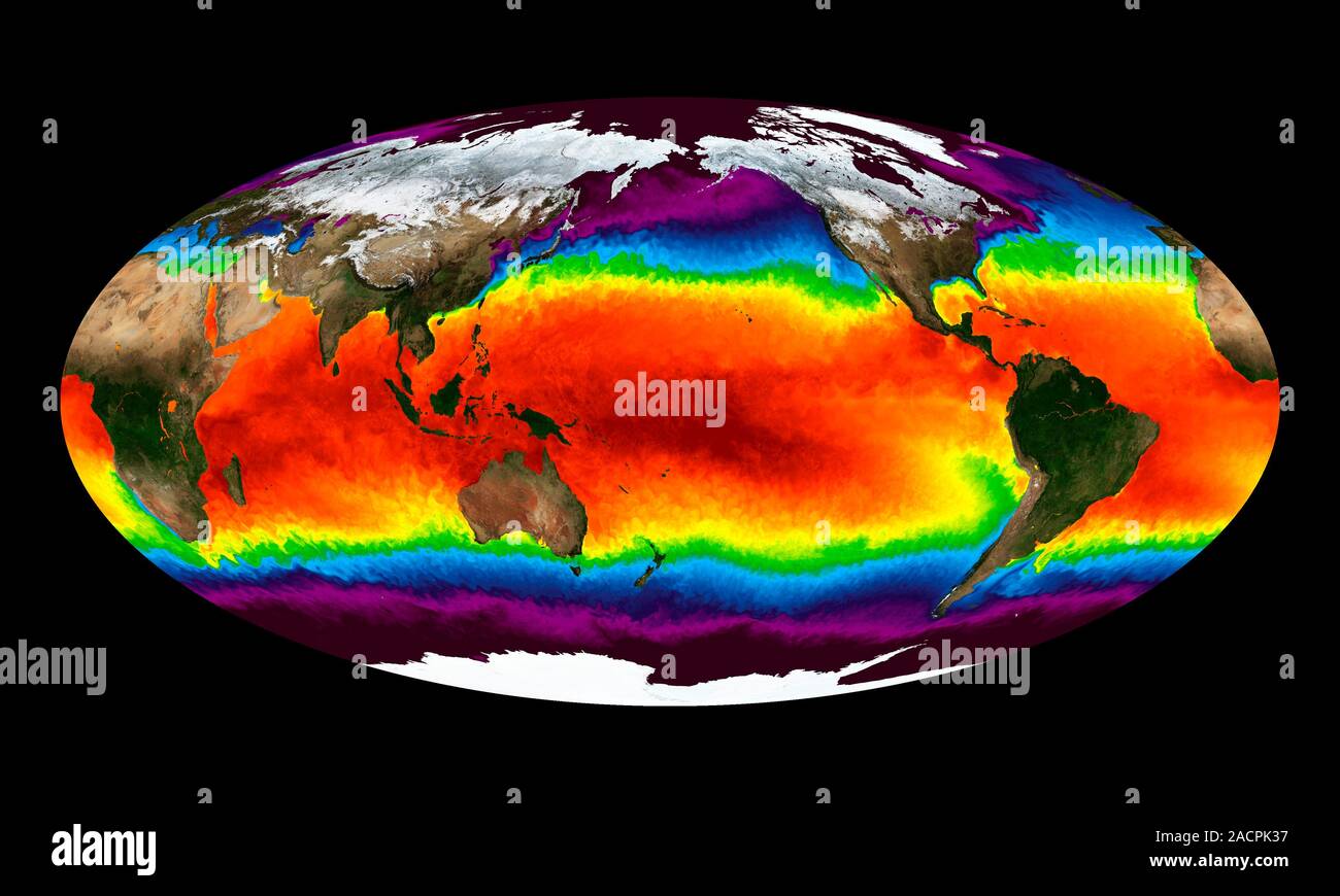 Sea surface temperature, 2010 global map. The world's oceans are heated ...