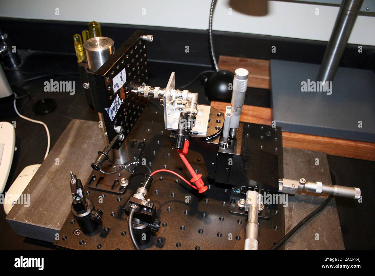 Photovoltaic cell testing. Set-up for an I-V (current-voltage) test ...