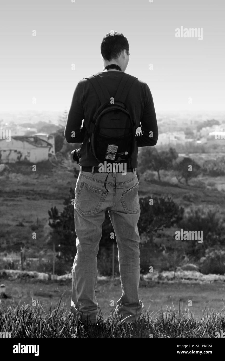 Man with backpack Stock Photo - Alamy