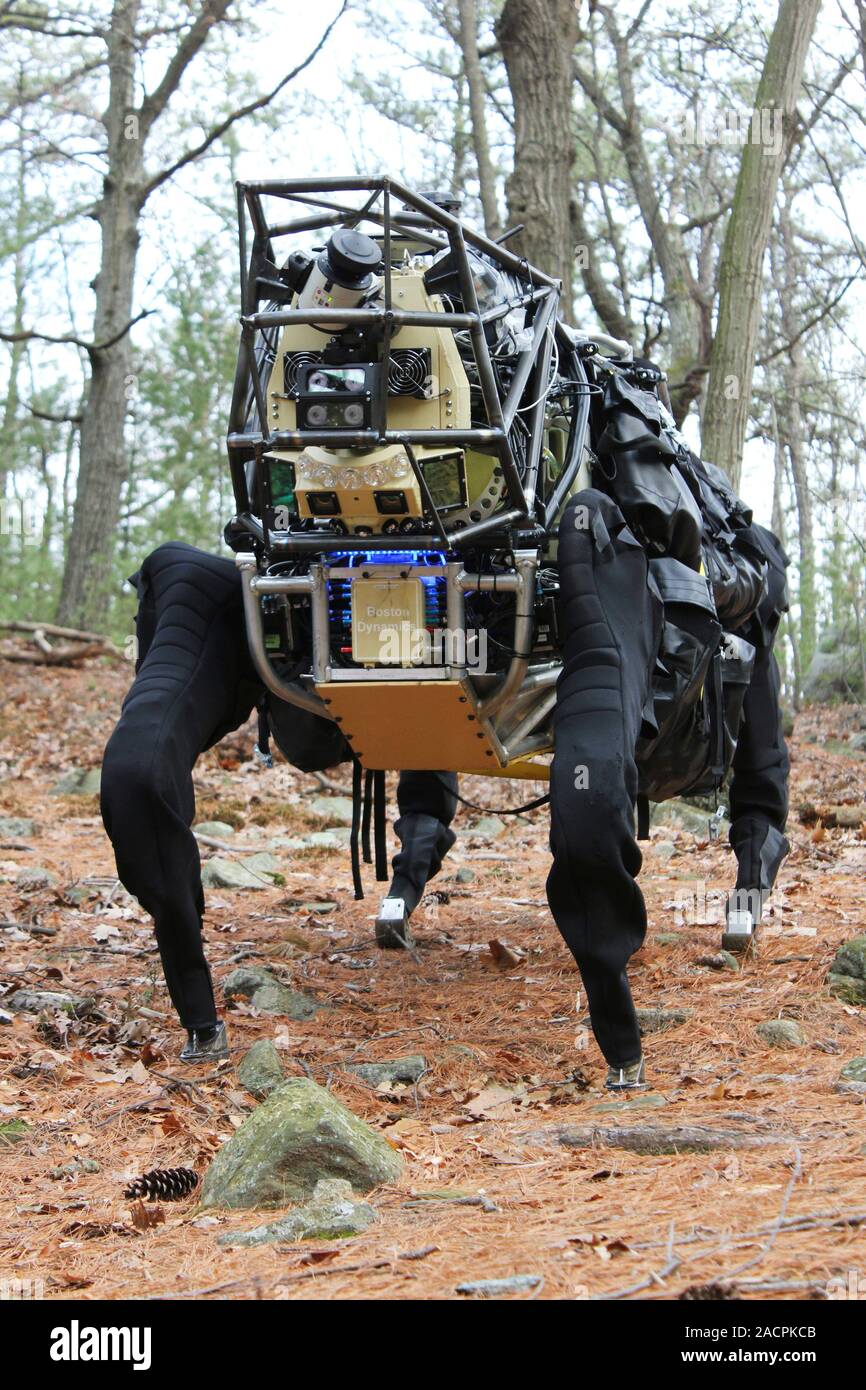 Legged squad support system (LS3) prototype during testing. This semi ...