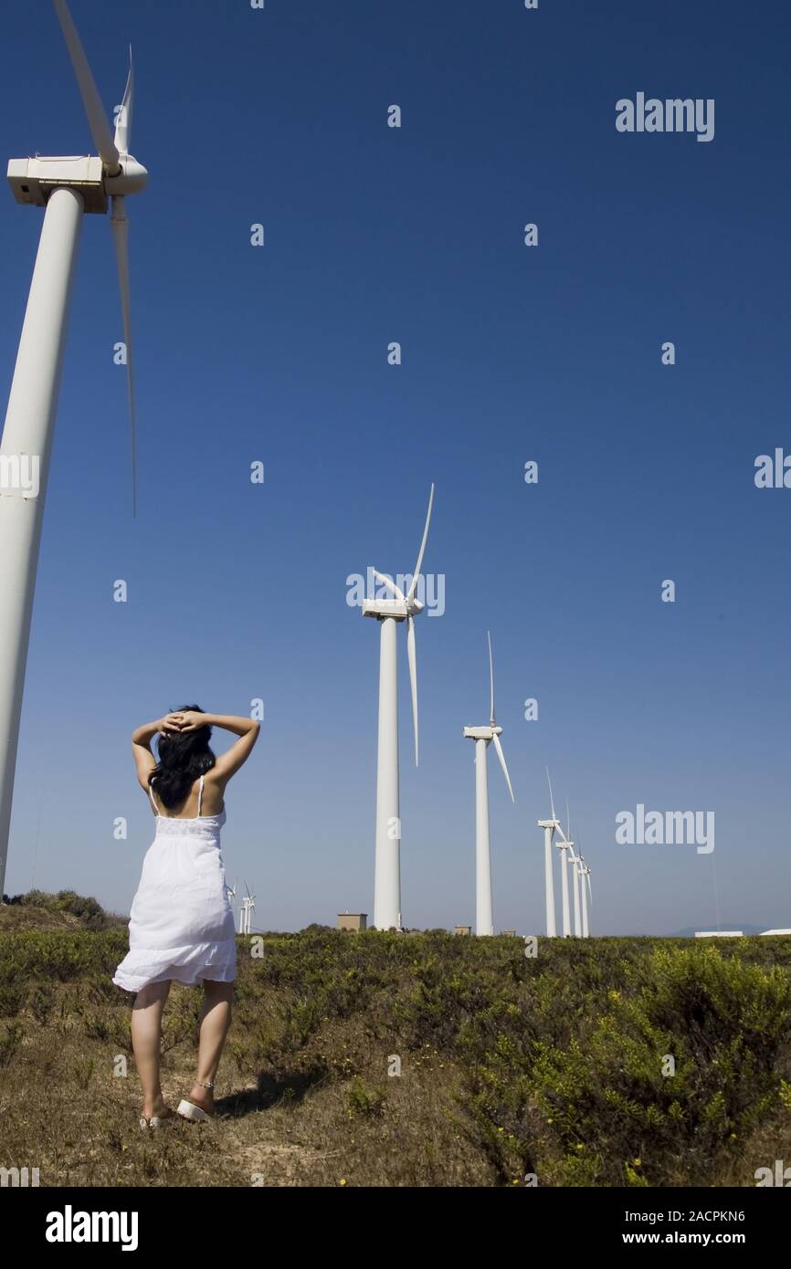 girl and the windmill Stock Photo - Alamy
