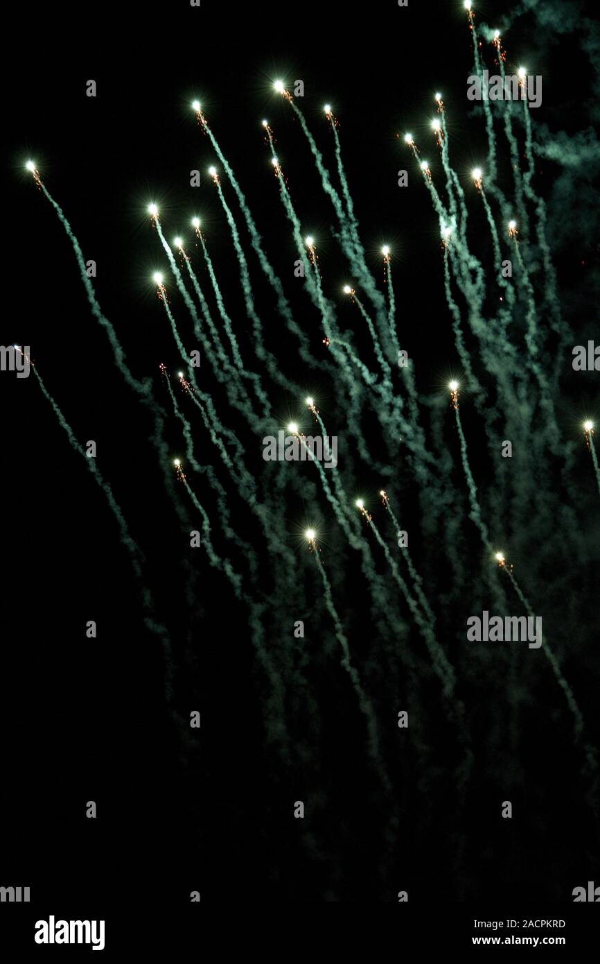 green shooting star type of fireworks Stock Photo - Alamy