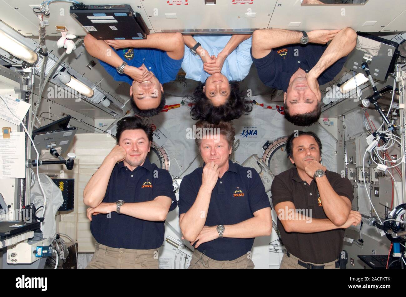 ISS Expedition 32 crew. Astronauts and cosmonauts inside the Kibo ...