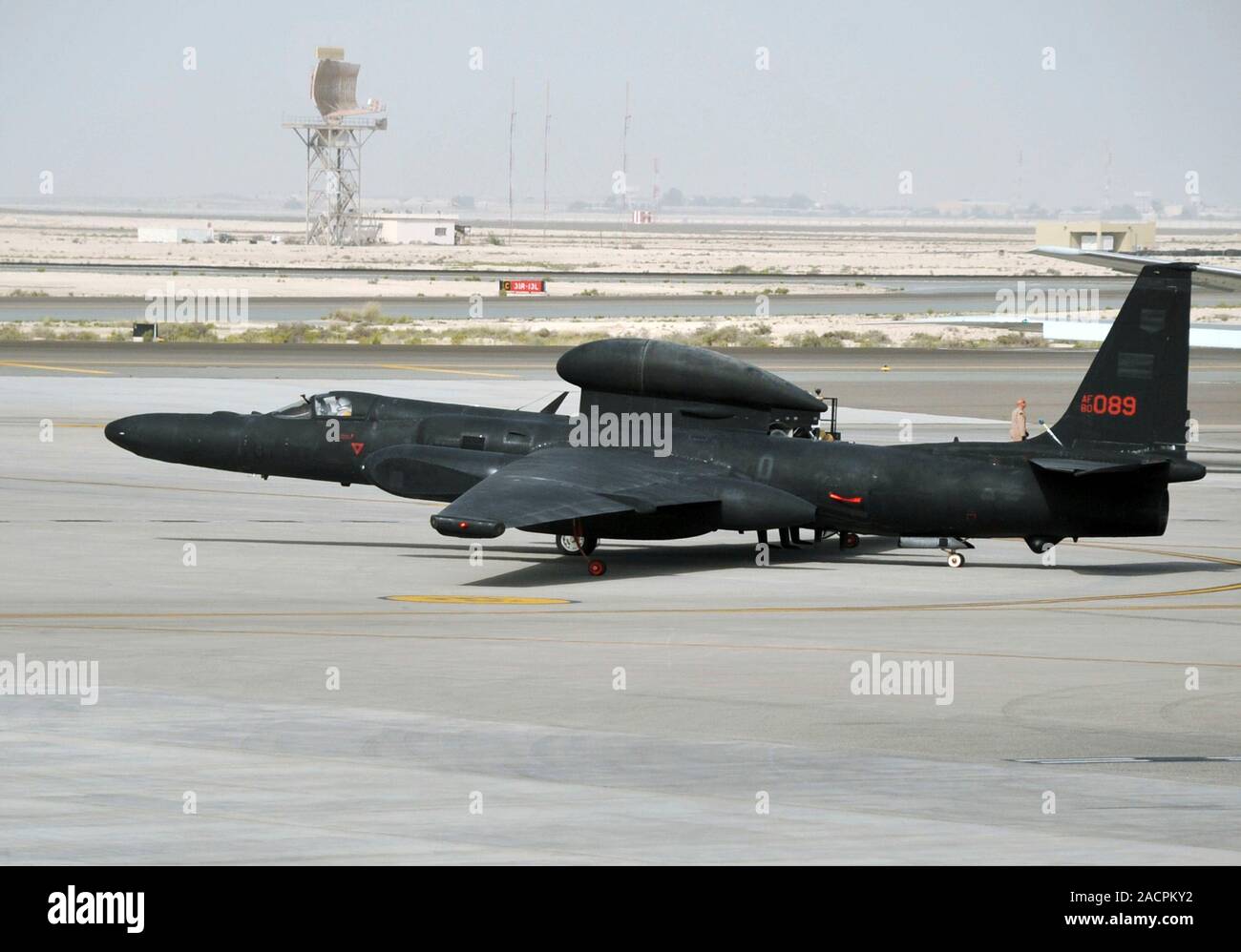 Lockheed U-2 spy aircraft. US Air Force pilot guiding a U-2 'Dragon Lady' spy aircraft across an ...