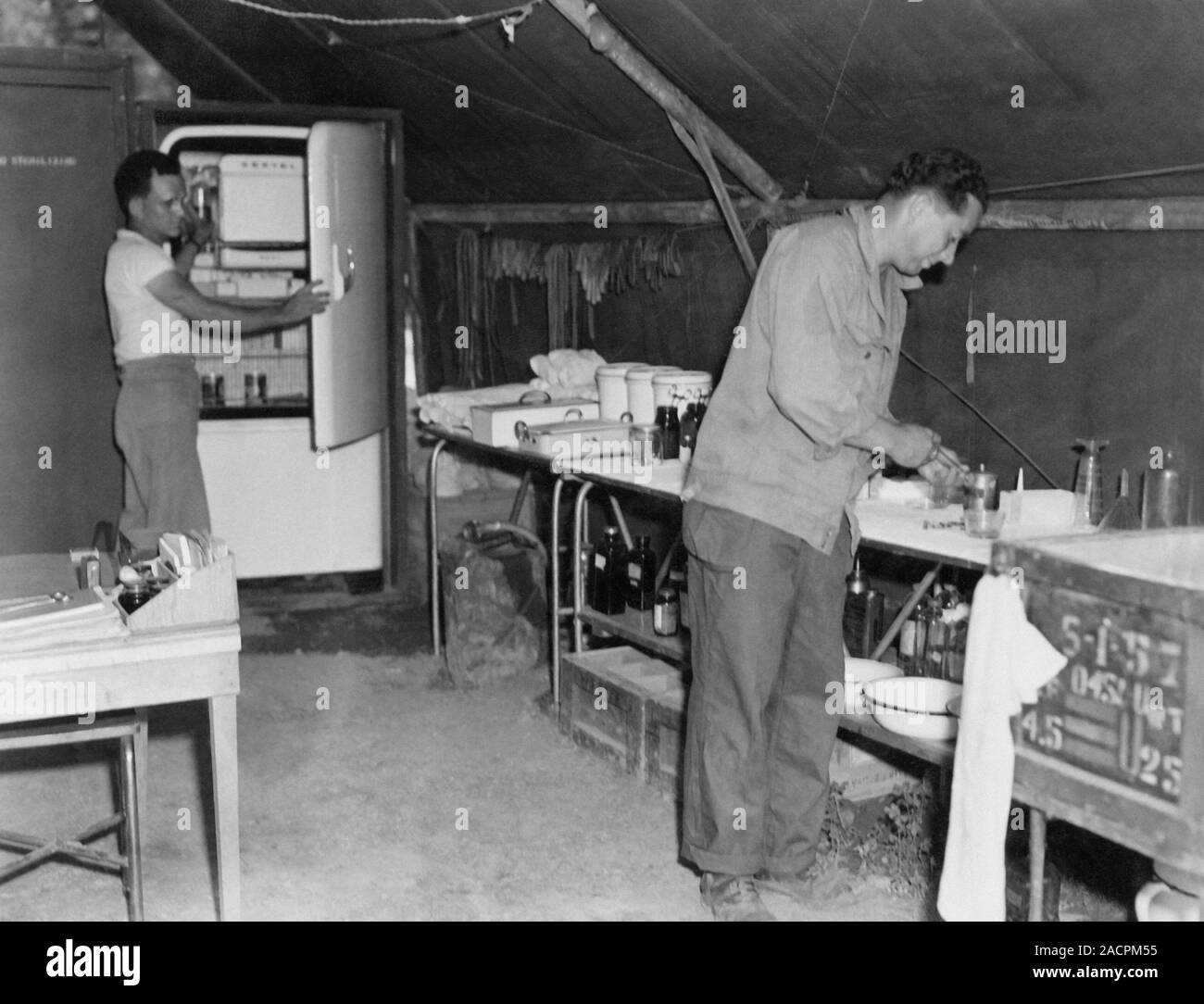 Penicillin storage. Army medical personnel during World War II in a ...
