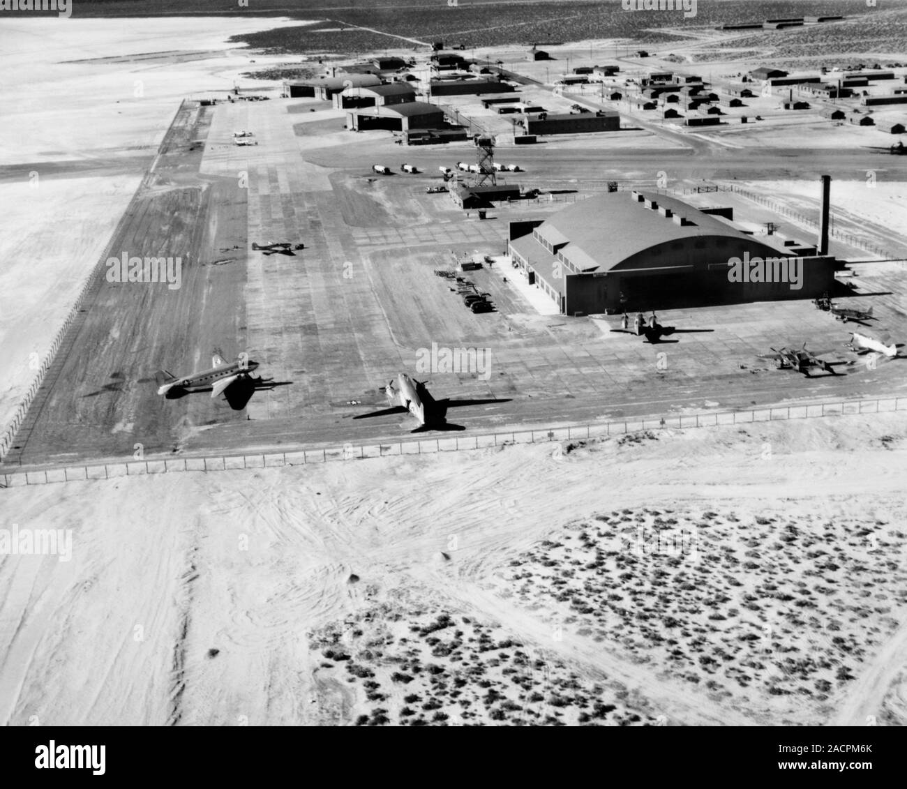Muroc Flight Test Base (North Base), aerial photograph looking south ...