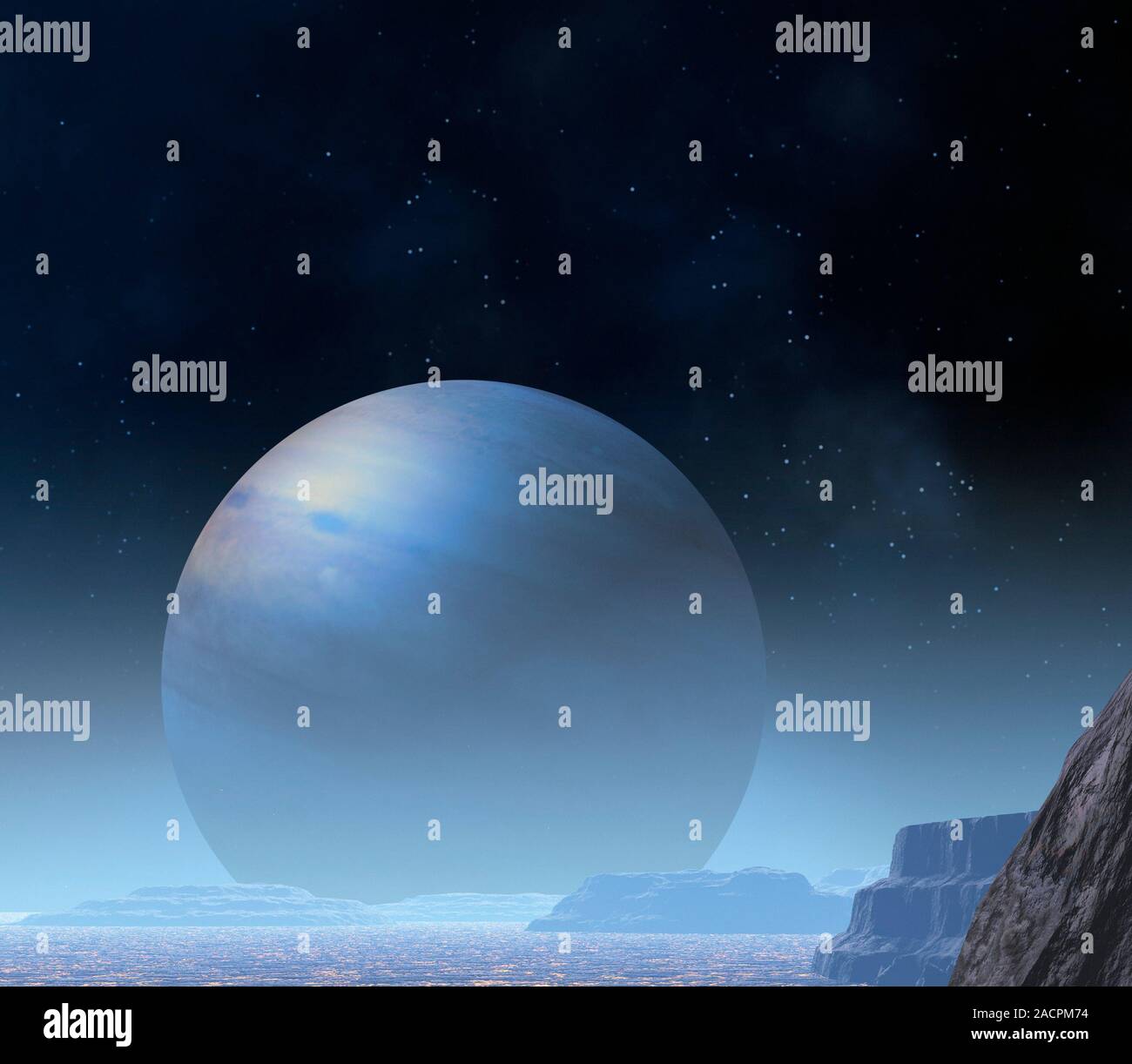 Kepler 35c seen from Kepler 36b. Computer artwork showing how the ...