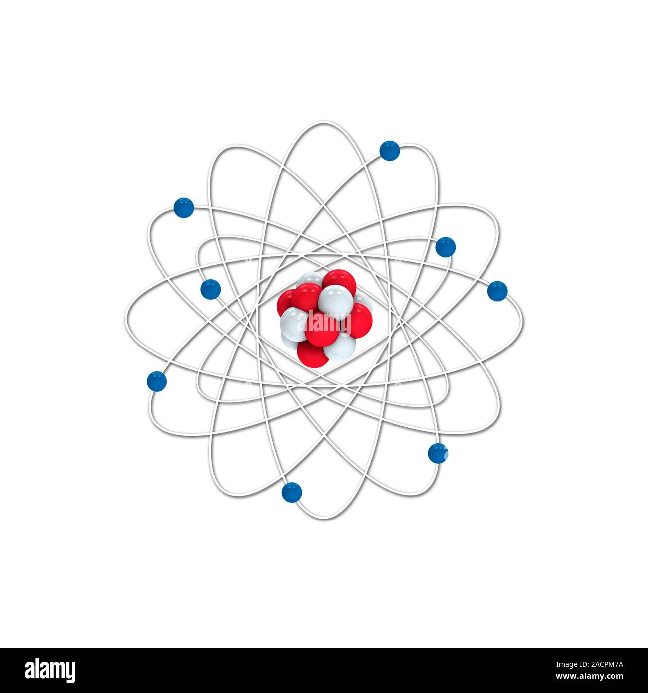 Oxygen atomic structure. Computer artwork showing the structure of an ...