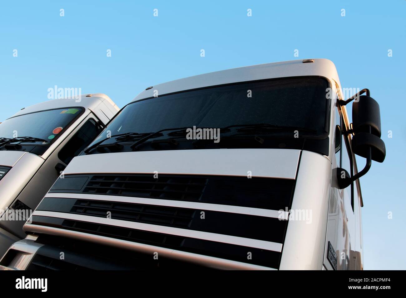 Weird angle of trucks Stock Photo - Alamy