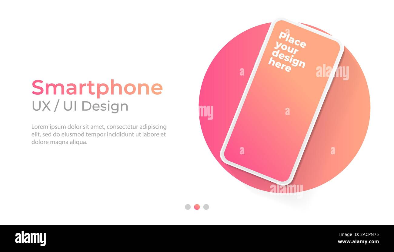 Smartphone with blank screen banner, mockup. Template for UI design ...