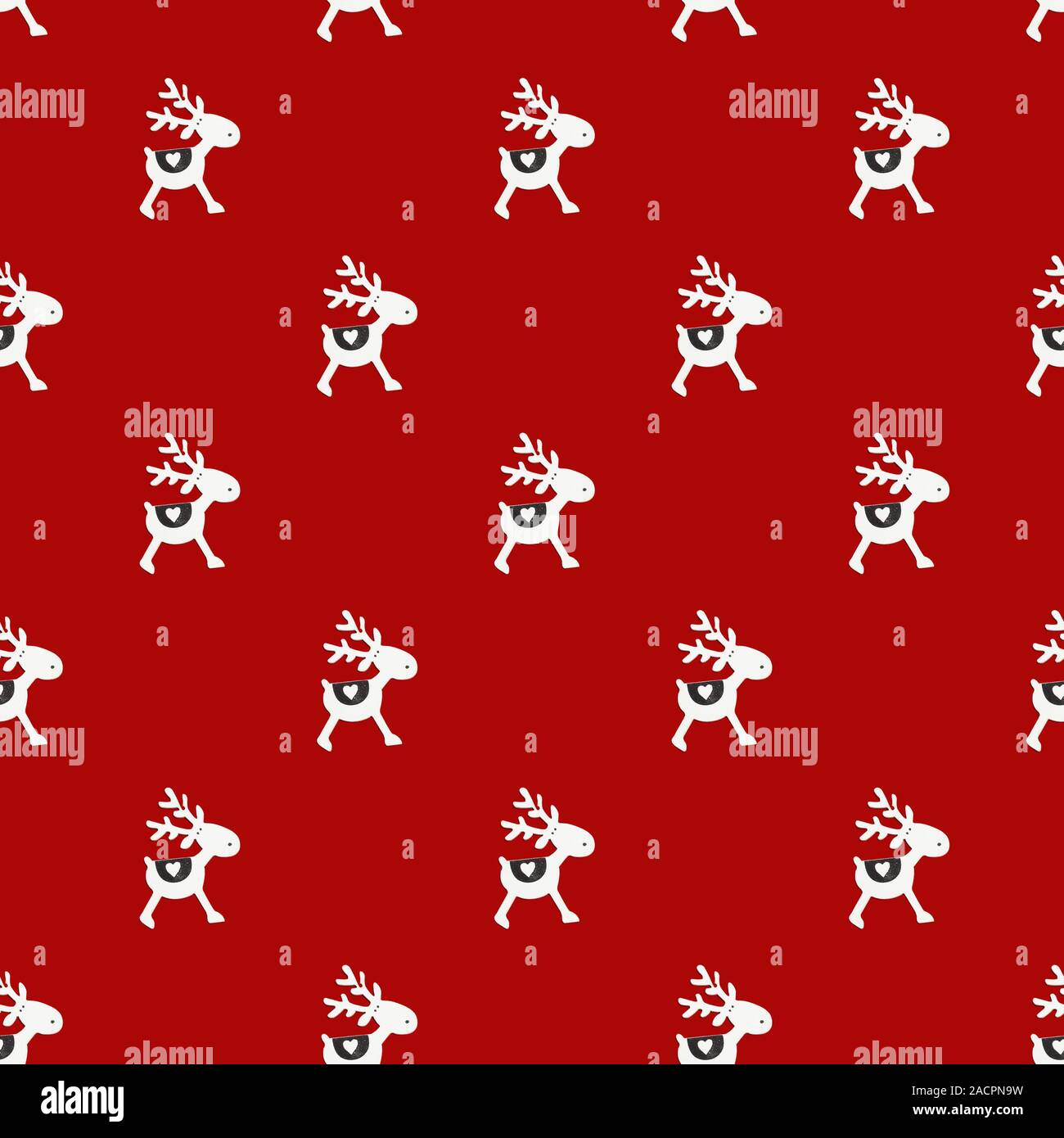 Seamless pattern of white Christmas reindeer. Xmas background. Flat lay ...