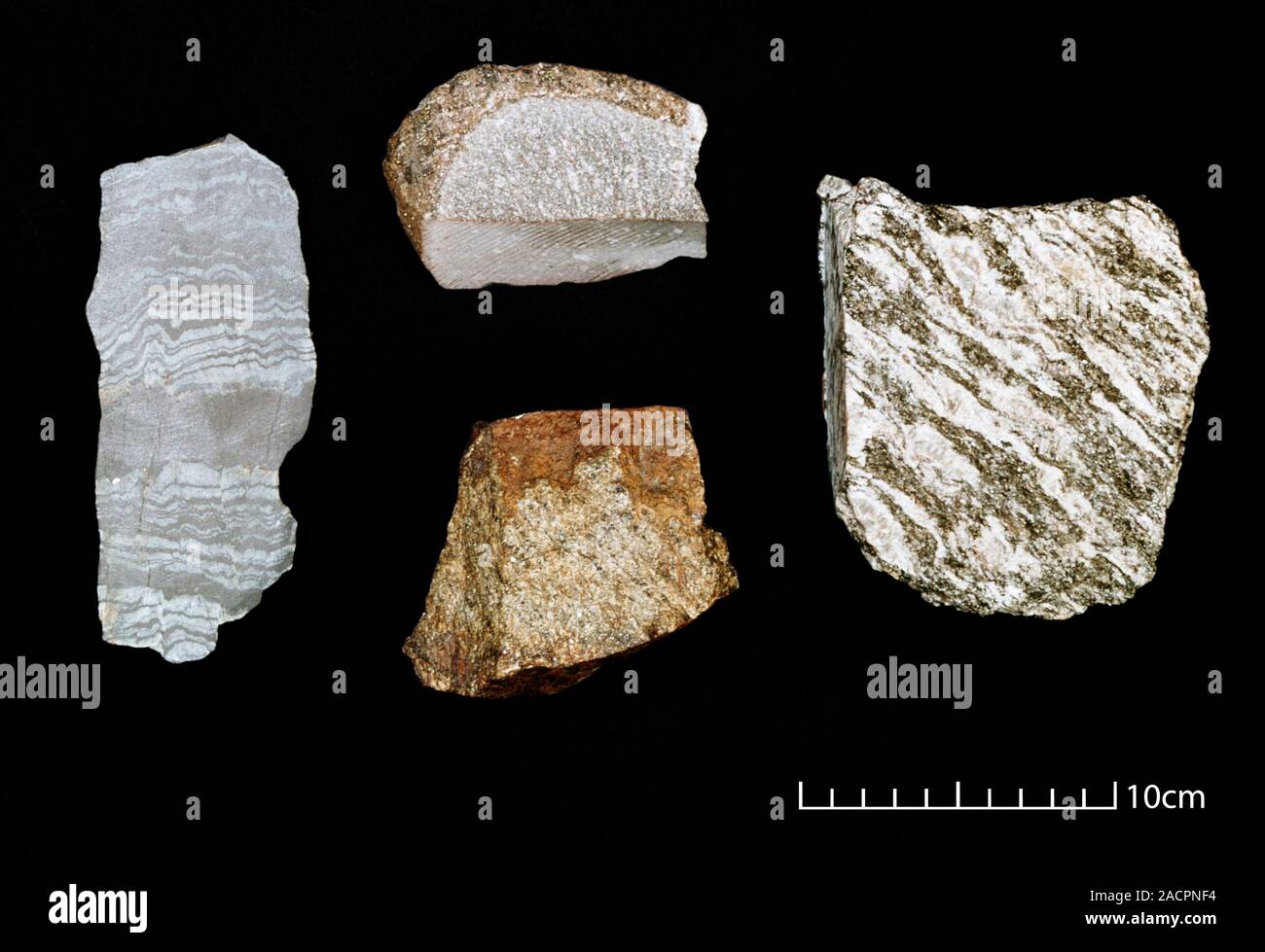 Specimens of oldest rocks on Earth. Selection of specimens of the ...