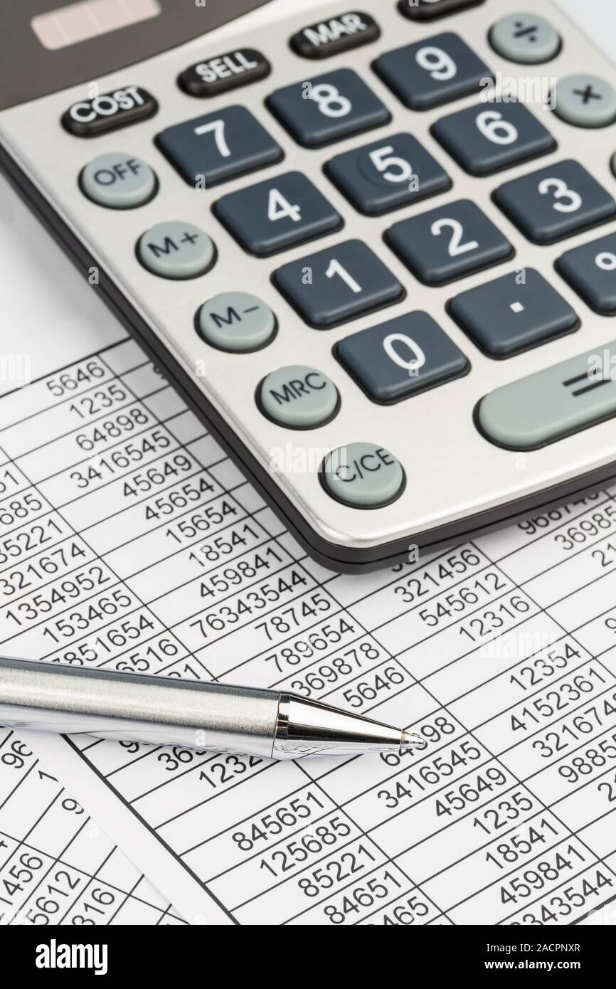 Calculators and statistics Stock Photo - Alamy