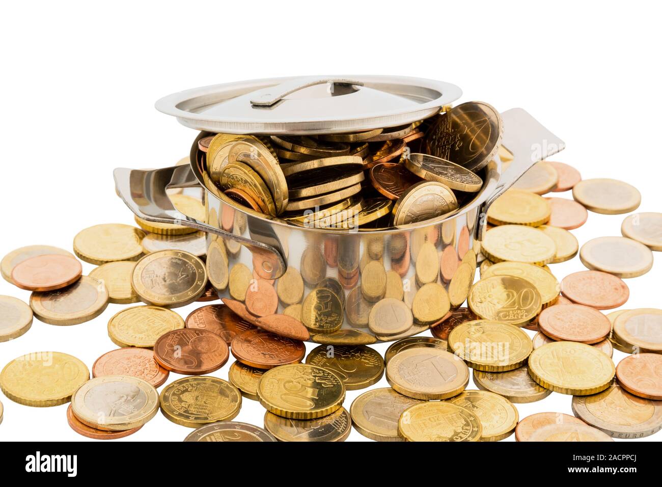 Pot with coins Stock Photo - Alamy