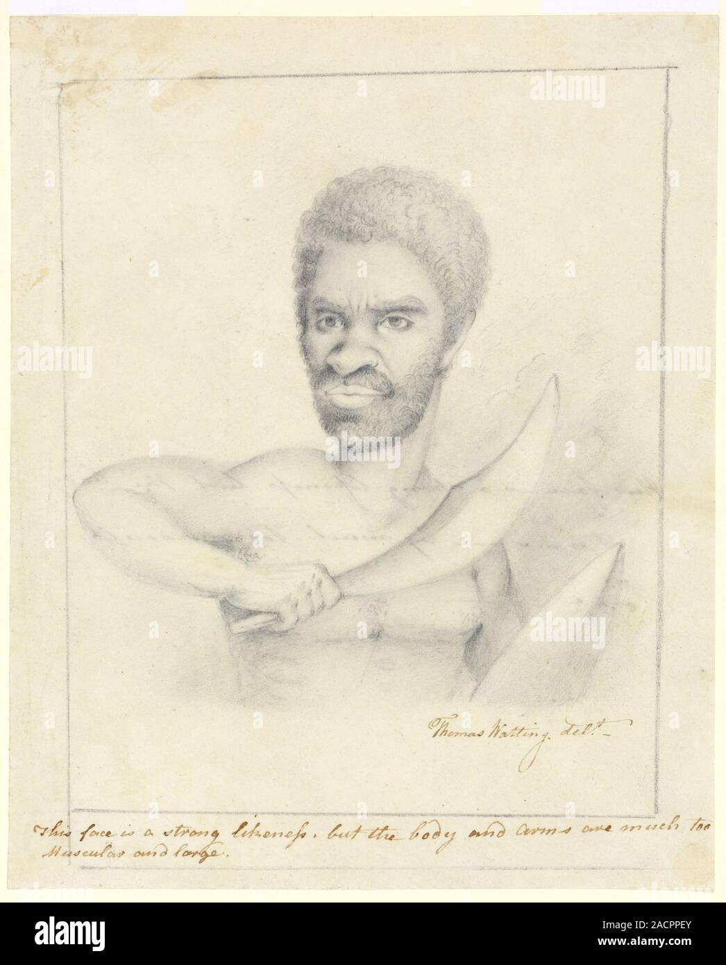Australian aborigine. 18th-century artwork of a male Australian ...