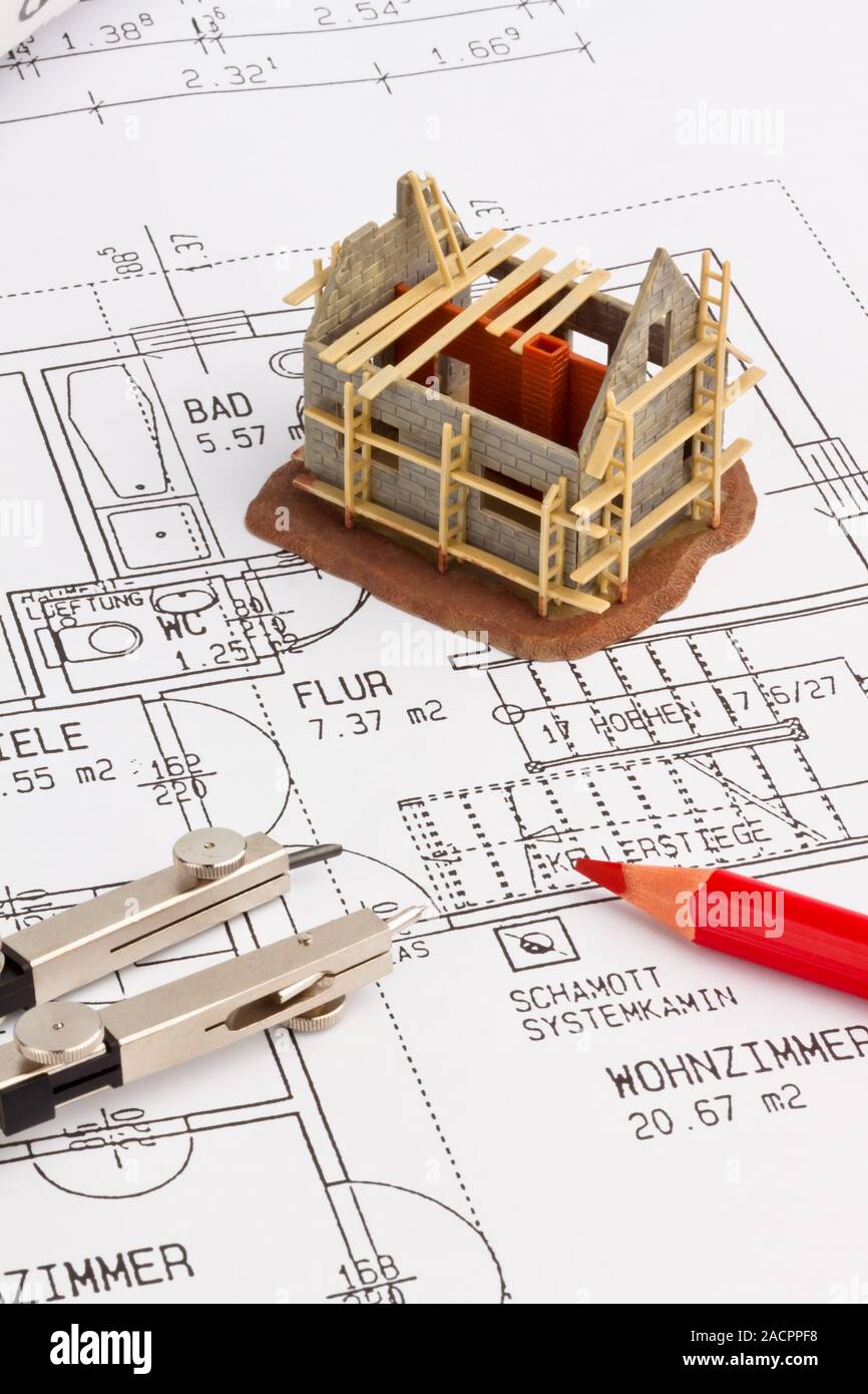 Construction plan of a residential building. house building Stock Photo ...