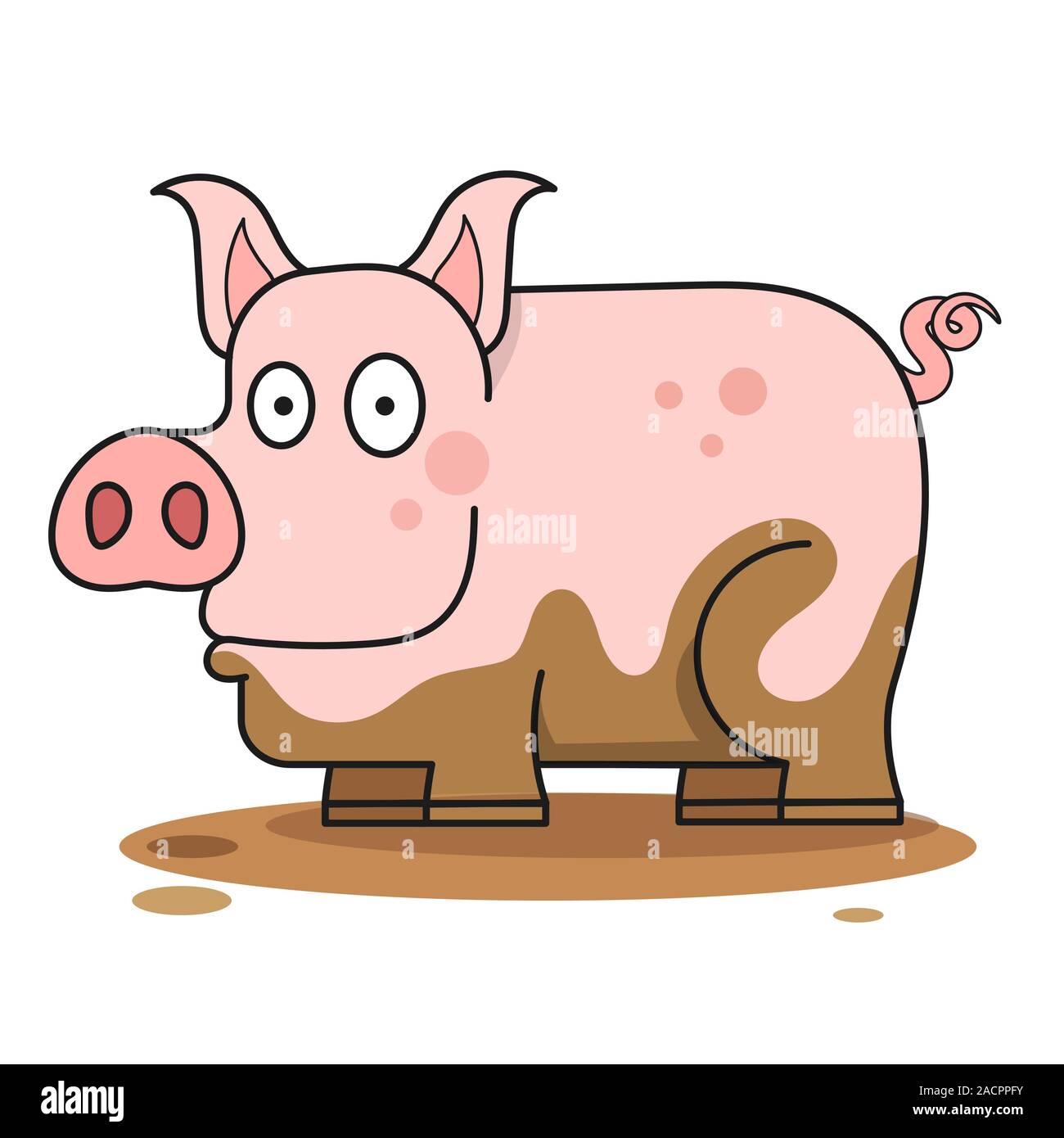 Pig In The Mud Vector Illustration On White Background Stock Vector ...
