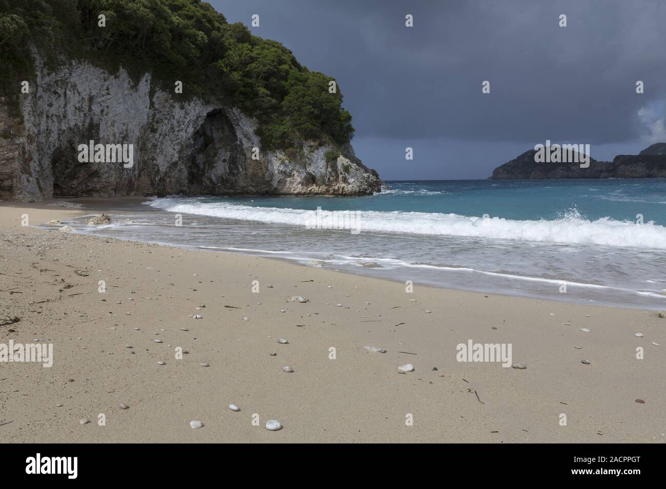 Rovinia Beach near Liapades on the island of Corfu, Gr Stock Photo - Alamy