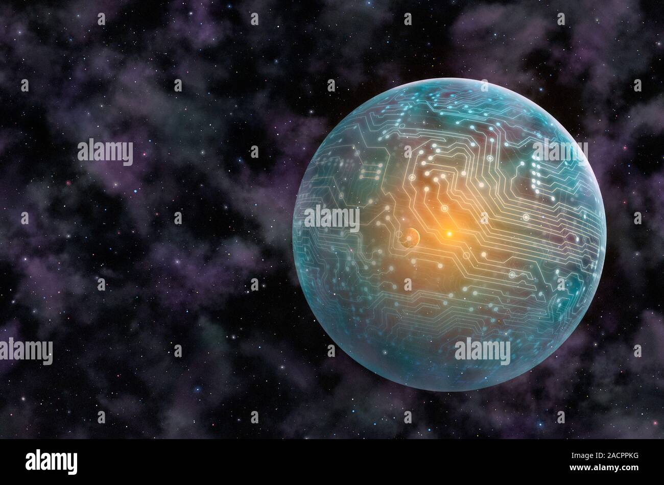 Dyson sphere. Conceptual artwork of a spherical structure surrounding a ...