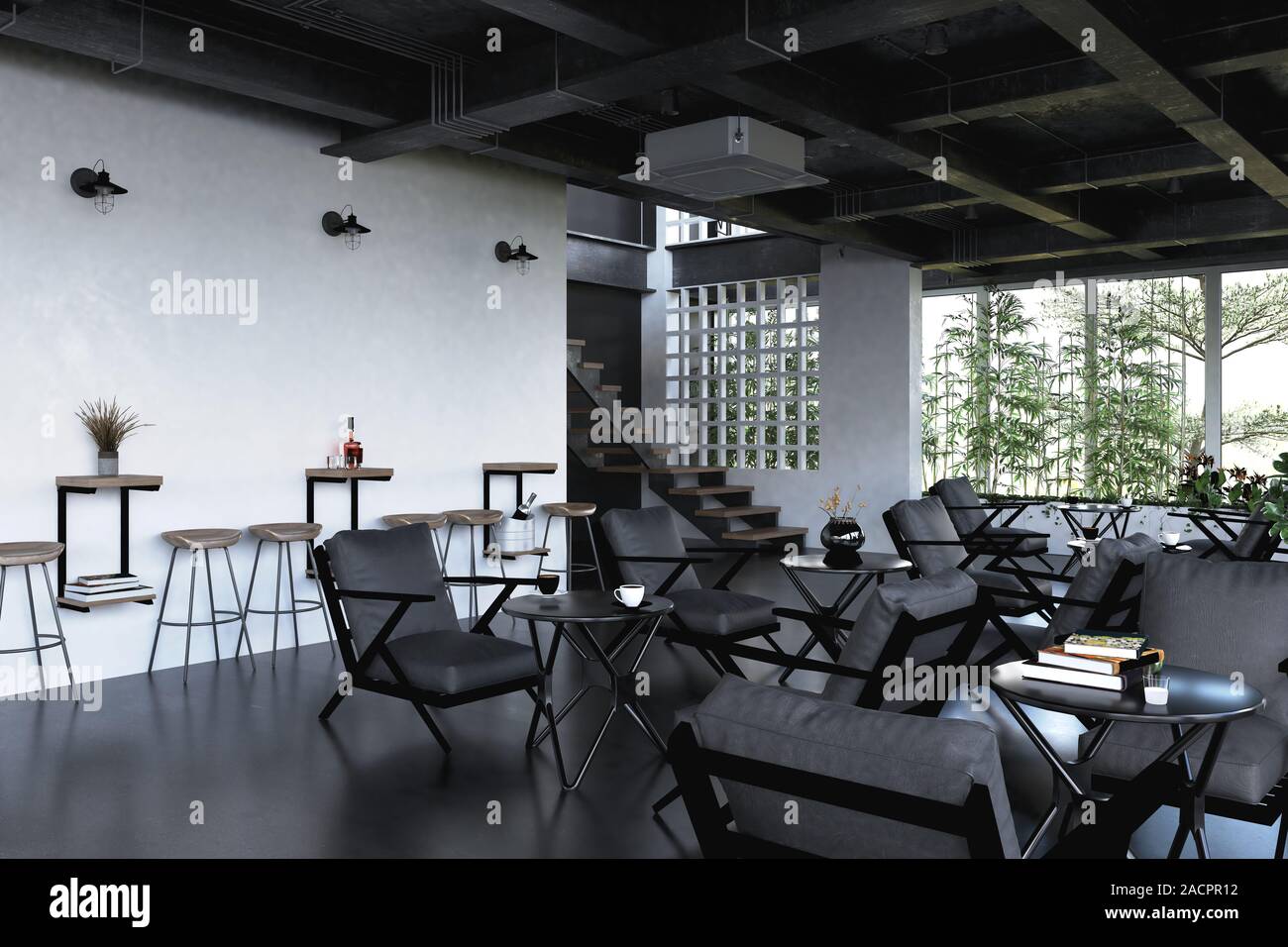 3d render cafe bar interior hi-res stock photography and images - Alamy