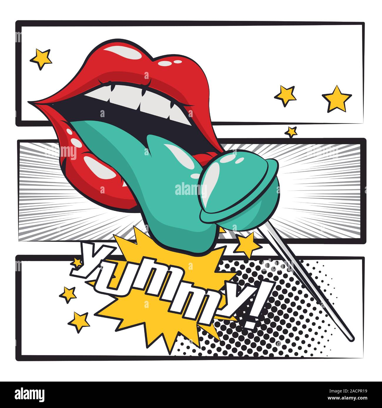 poster pop art style with female mouth Stock Vector Image & Art - Alamy