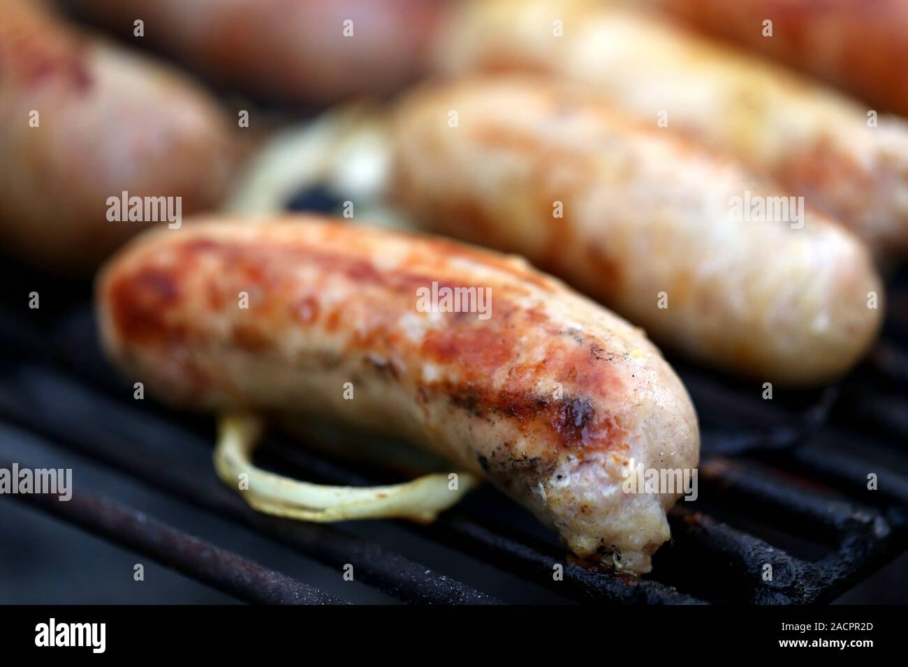 A grilled sausage close up, barbecue Stock Photo - Alamy