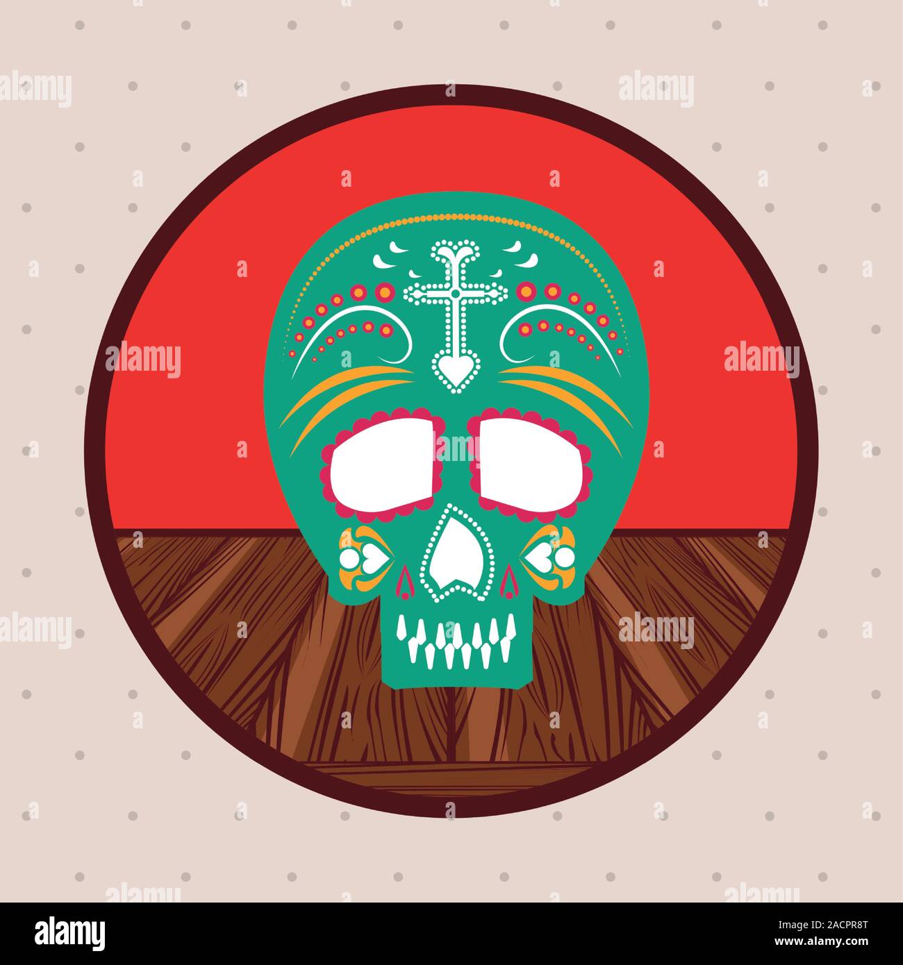 mexican skull mask culture in wooden table Stock Vector Image & Art - Alamy