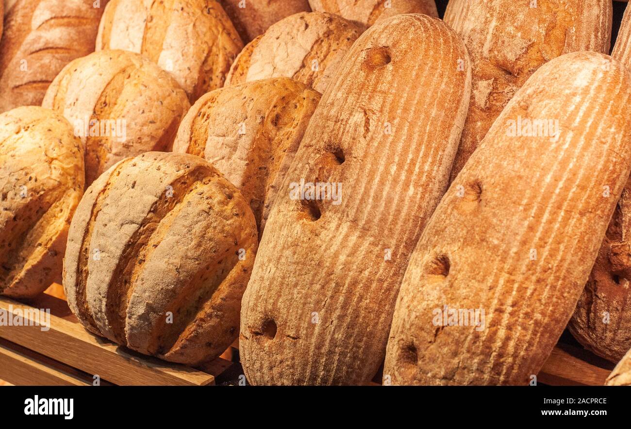 Different types of handmade bread Stock Photo - Alamy
