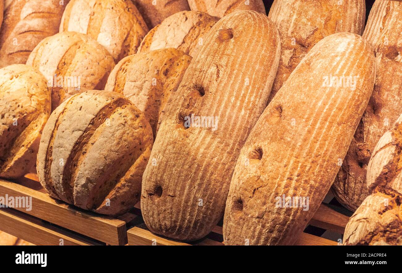Different types of handmade bread Stock Photo - Alamy