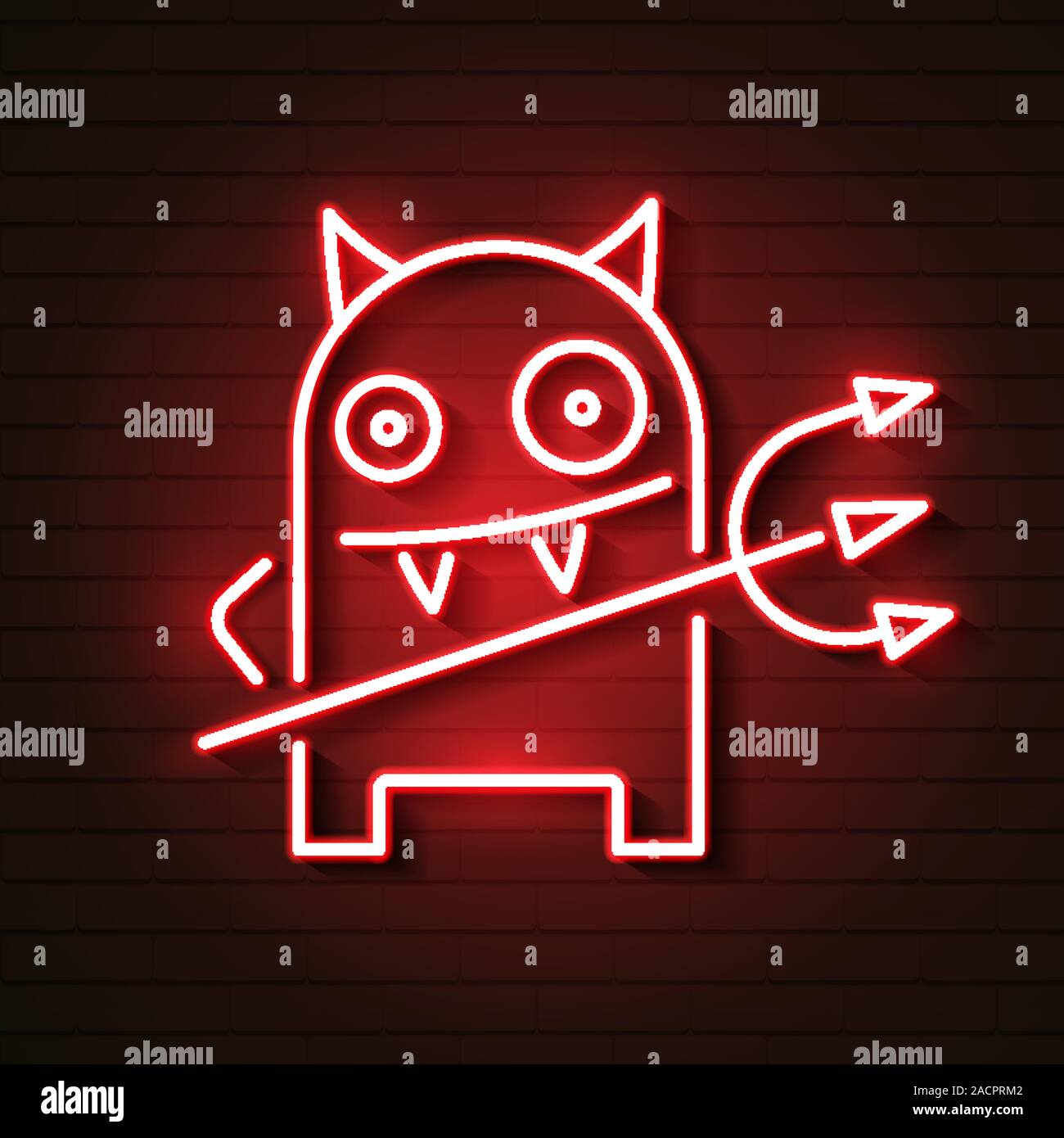 Fantasy Neon Devil, Great Design For Any Purpose. Happy Face Symbol ...