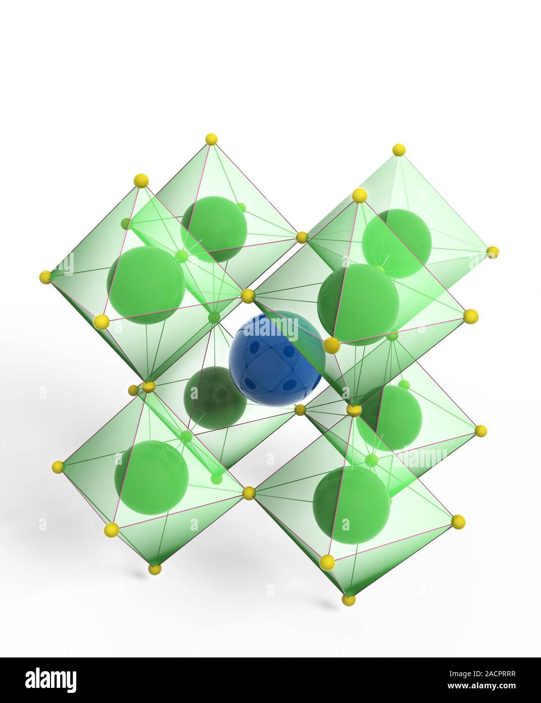 Perovskite mineral, molecular model. Perovskite is a mineral form of ...