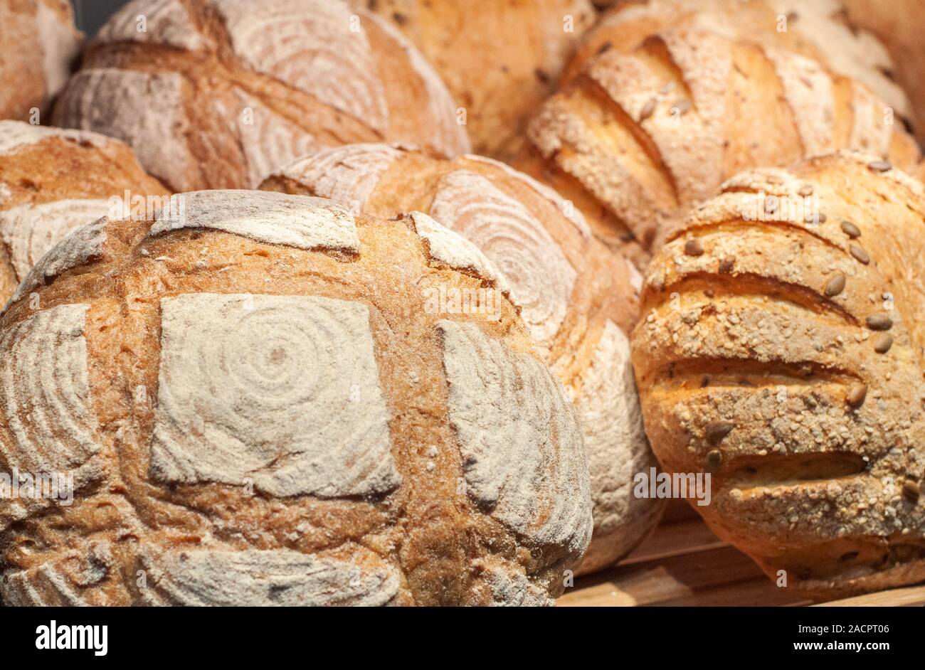 Different types of handmade bread Stock Photo - Alamy