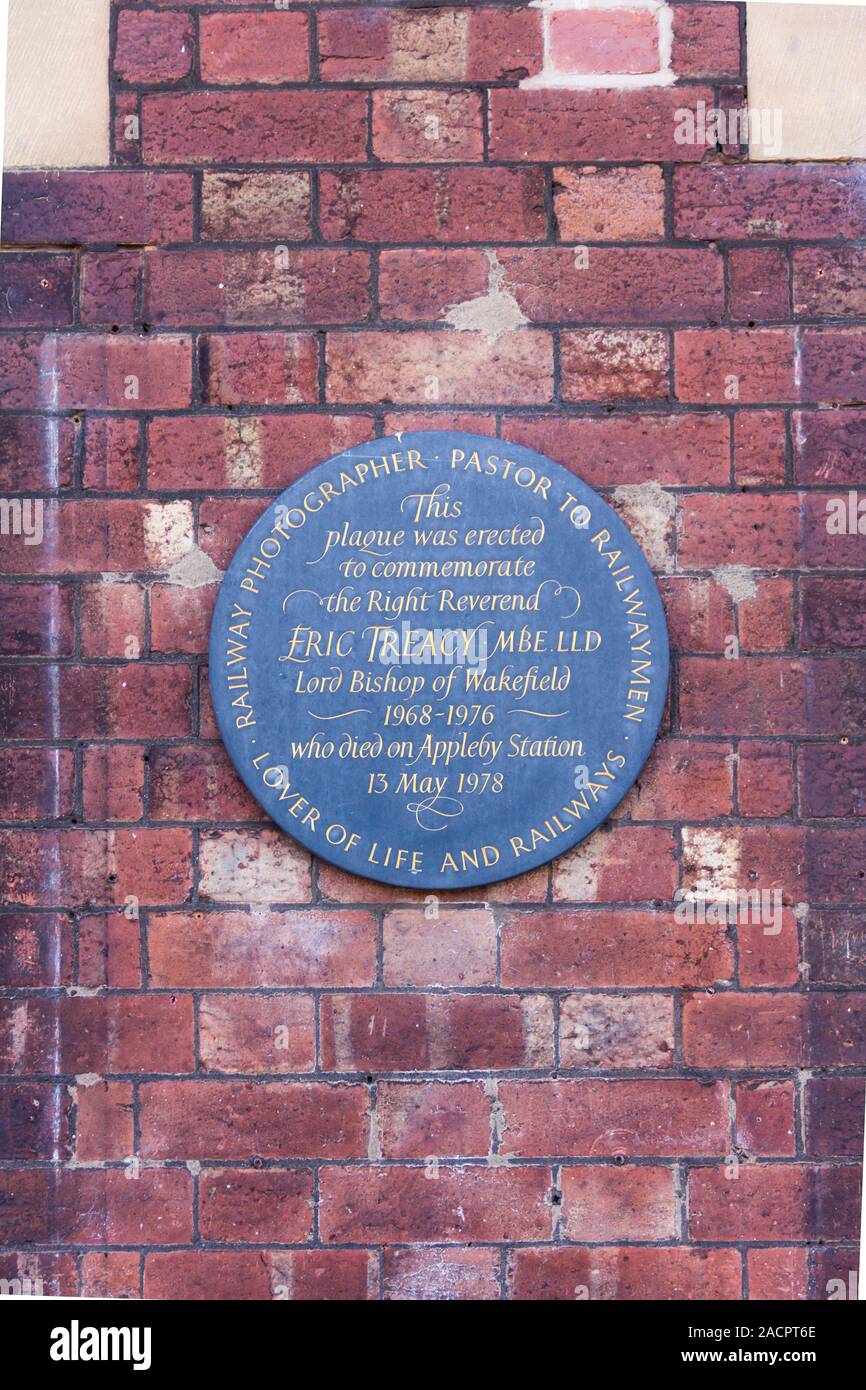 Plaque commemorating the railway photographer Right Reverend Eric ...