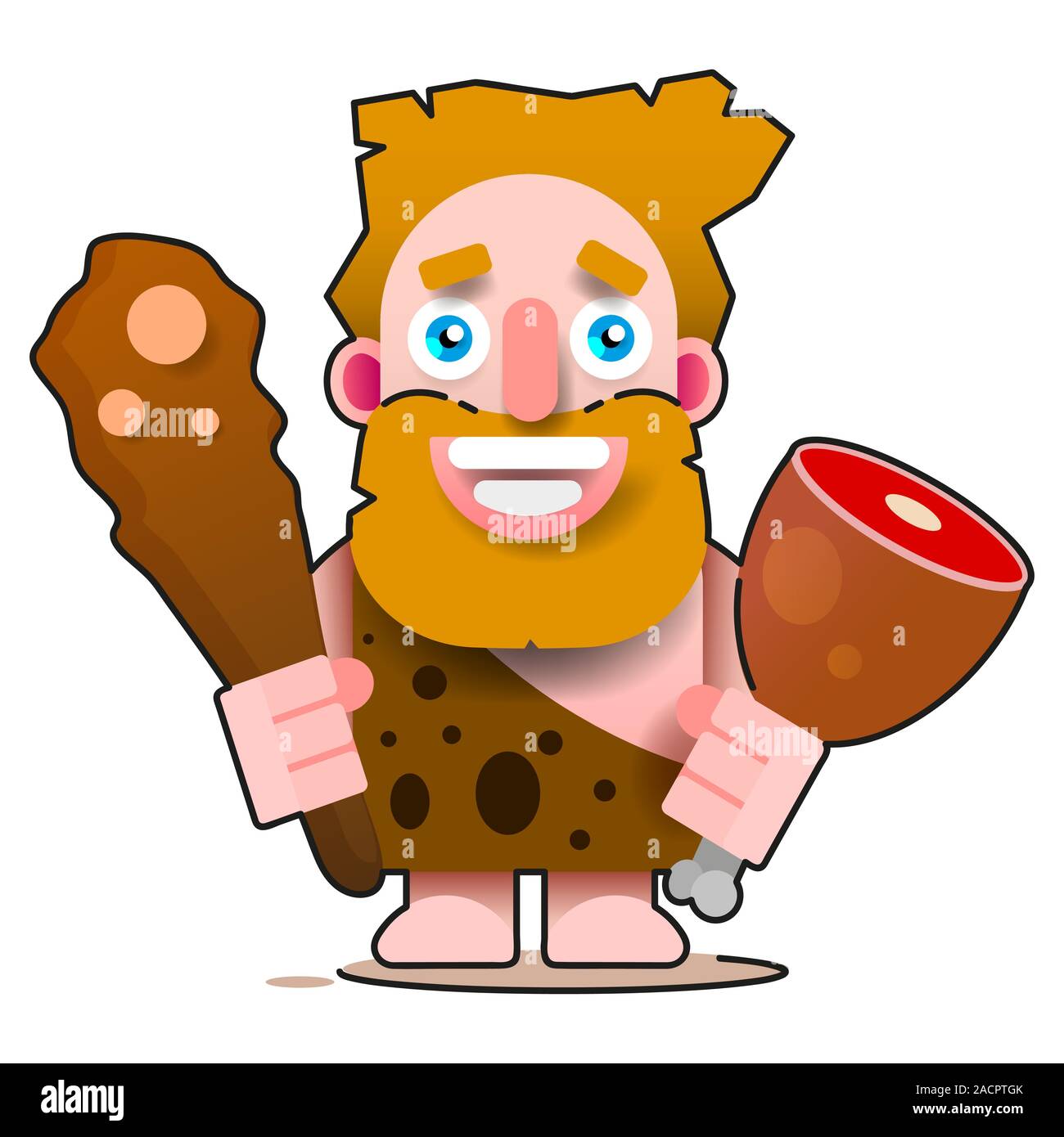 A Flat Illustration Of A Primitive Man. Flat Cartoon Vector ...