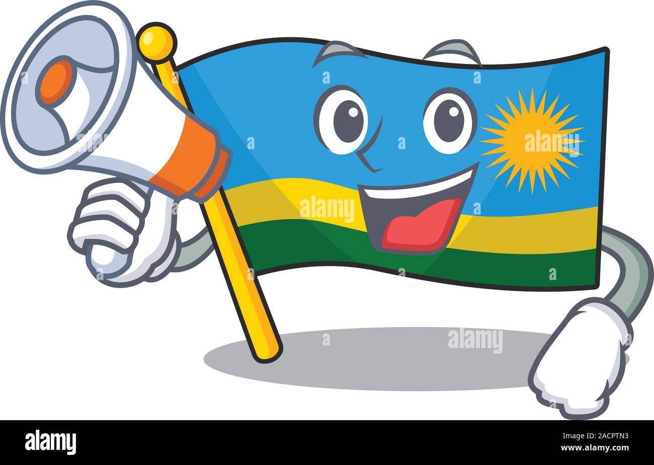 Funny cartoon style of flag rwanda with megaphone Stock Vector Image ...